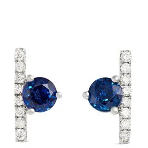 Benbridge Round Sapphire And Diamond Bar Earrings - Blue