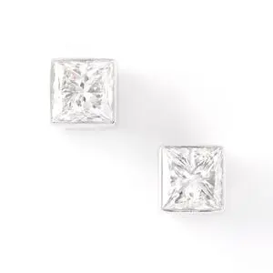 Benbridge Invisible Bezel Solitaire Princess Cut Diamond Stud Earrings - H-i