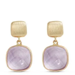 TOSCANO Cushion Amethyst Satin Drop Earrings - Purple