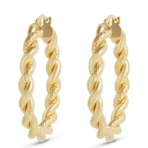 TOSCANO 14k Twisted Hoop Earrings - Yg