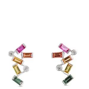 Benbridge Baguette Sapphire And Diamond Earrings - Multicolored