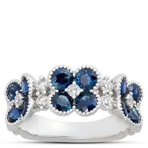 Benbridge Sapphire And Diamond Flower Ring - Blue