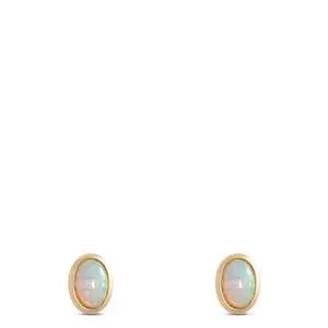 Benbridge Bezel Set Oval Opal Stud Earrings - White
