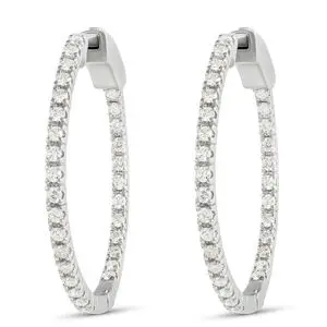 Benbridge 35.5mm Diamond Hoop Earrings In 14k White Gold - H-j