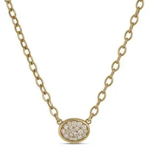 Benbridge Diamond Oval Disk Pendant Necklace - Yg