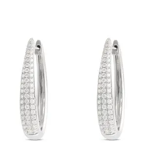 Benbridge 14k White Gold Oval Hoop Earrings With Diamonds - H-j