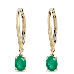 Benbridge Oval Emerald Leverback Earrings - Green