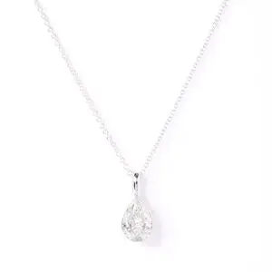 Benbridge Invisible Bezel Solitaire Pear Shaped Diamond Pendant Necklace - H-i