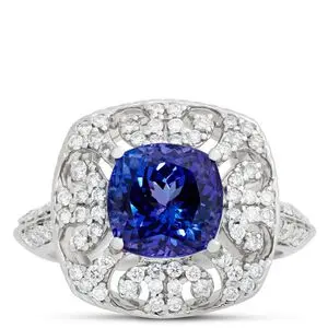 Benbridge Cushion Tanzanite And Diamond Ring - Blue