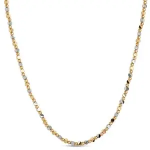 Toscano 18-inch Tri-color Cube Bead Necklace, 14k Gold,|art1259yw-18" 11.6gm - Tt