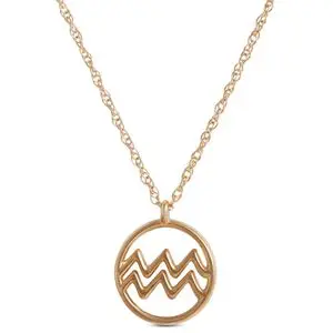 Benbridge Aquarius Zodiac Sign 14k Yellow Gold Pendant Necklace - Yg