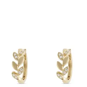 Benbridge Leaf Shaped Diamond Hoop Earrings - H-i