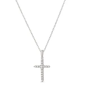Benbridge Diamond Cross 14k White Gold Pendant - Clear