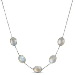 Benbridge Oval Rainbow Moonstone Necklace - White