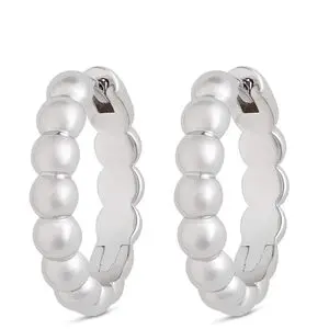 Benbridge 14mm Beaded Hoop Earrings - Ss