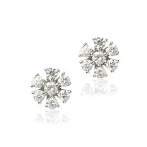 Benbridge Flower Shaped Diamond Stud Earrings - Wg