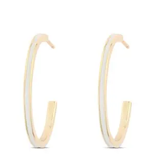 TOSCANO White Enamel Hoop Earrings - Yg