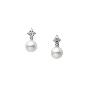 Mikimoto Akoya Pearl And Diamond Earrings - Wg