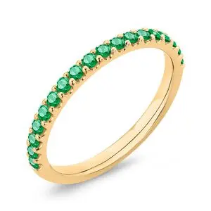 BELLA PONTE 14k Yellow Gold Emerald Tiger Band Ring - Green