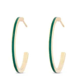 TOSCANO Green Enamel Hoop Earrings, 14k Yellow Gold - Yg