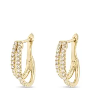 Benbridge Double Oval Hoop Earrings With Round Diamonds - H-i