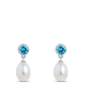 Benbridge Pearl And Blue Topaz Drop Earrings - White