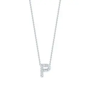 Roberto Coin 18k White Gold Diamond "p" Pendant Necklace - Wg