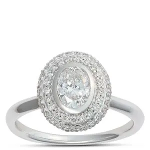 Benbridge Oval Diamond Double Halo Engagement Ring - H-i