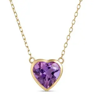 Benbridge Heart Shaped Amethyst Pendant Necklace In 14k Yellow Gold - Purple