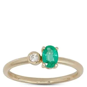 Benbridge Oval Emerald And Diamond Ring - Green