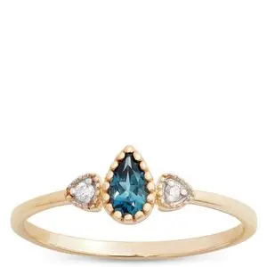 Benbridge Pear Shaped Topaz And Diamond Ring - Blue