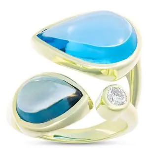 Benbridge Cabochon Pear Topaz And Diamond Ring - Blue