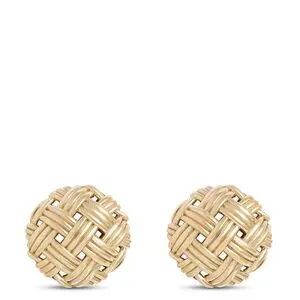 TOSCANO Basket Weave Button Stud Earrings - Yg