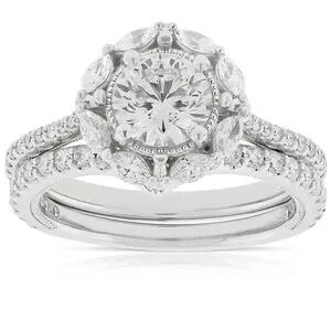 SIGNATURE Ben Bridge 18k White Gold Diamond Bridal Set - Wg