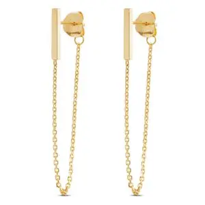 Benbridge 14k Bar And Chain Earrings - Yg