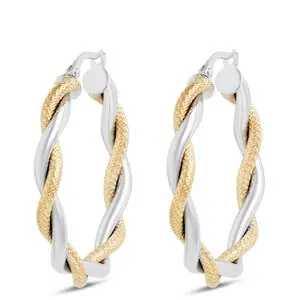 TOSCANO Twisted Hoop Two-tone 14k Earrings - Tt