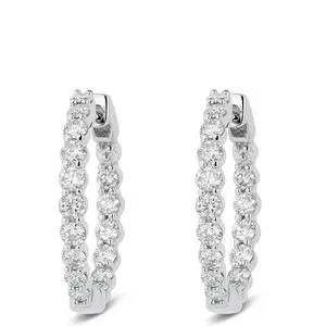 Benbridge 14k White Gold 1.0 Ctw Diamond Inside Out Hoop Earrings - Wg