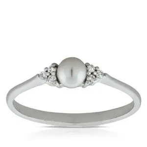 Benbridge Cultured Pearl & Diamond Ring - White