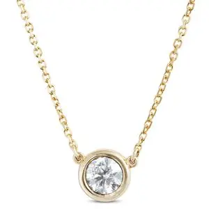 Benbridge Bezel Set Solitaire Diamond Pendant Necklace - Yg