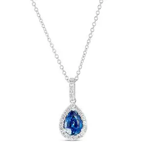 Benbridge Pear-shaped Sapphire And Diamond Pendant Necklace - Blue