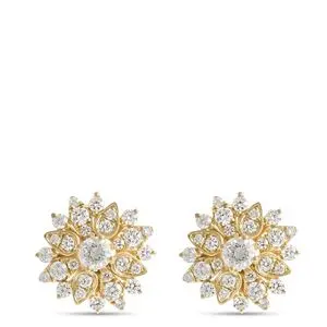 Benbridge Floral Diamond Stud Earrings - Yg