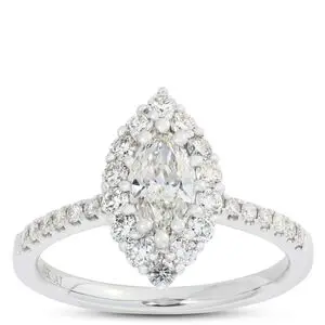 Benbridge Marquise Cut Halo Diamond Ring In 14k White Gold - Wg