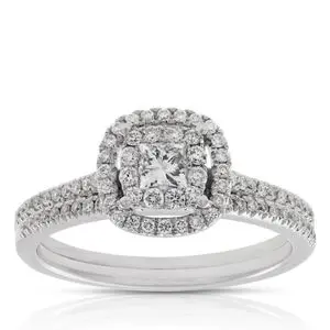 Benbridge Double Halo Diamond Bridal Set - Wg