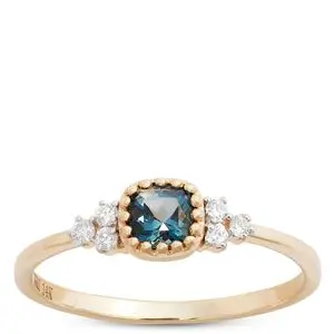 Benbridge Cushion Cut Topaz And Diamond Ring - Blue