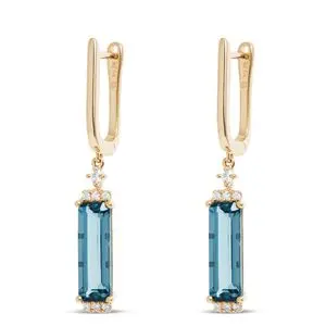 Benbridge Emerald Cut Topaz Drop Earrings - Blue