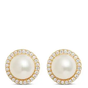Benbridge Pearl And Diamond Halo Stud Earrings - White