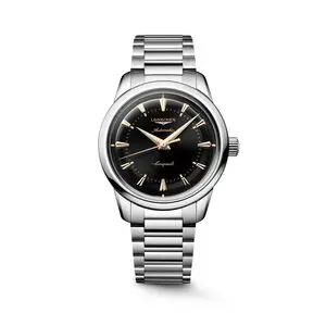 LONGINES Conquest Heritage Black Dial Watch 38mm - Stainless Steel