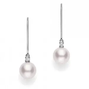 Mikimoto Akoya Cultured Pearl And Diamond Earrings - White