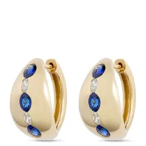 Benbridge Sapphire And Diamond Huggie Hoop Earrings - Blue