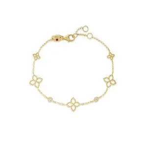 Roberto Coin 18k Yellow Gold Diamond And Flower Station Bracelet - Yg
